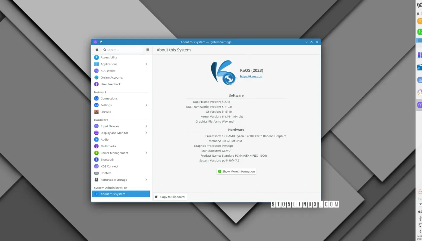 KaOS Linux 2023.09 新增 KDE Gear 23.08，将焦点转向 KDE Plasma 6 ISO - LinuxStory