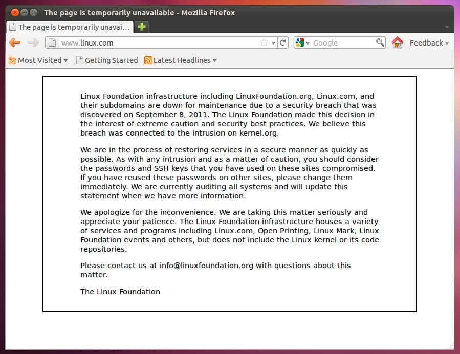 Linux 基金会网站在离线状态下仍遭受暴力攻击 - LinuxStory
